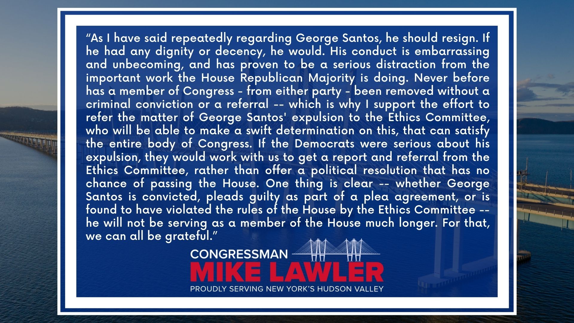 LAWLER RELEASES A STATEMENT IN ADVANCE OF VOTE ON EXPULSION OF GEORGE ...