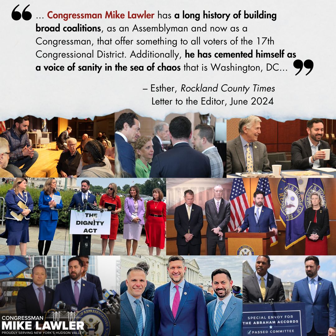 LTE: Rockland County Times: Esther: Lawler's Bipartisan Leadership | Congressman Mike Lawler