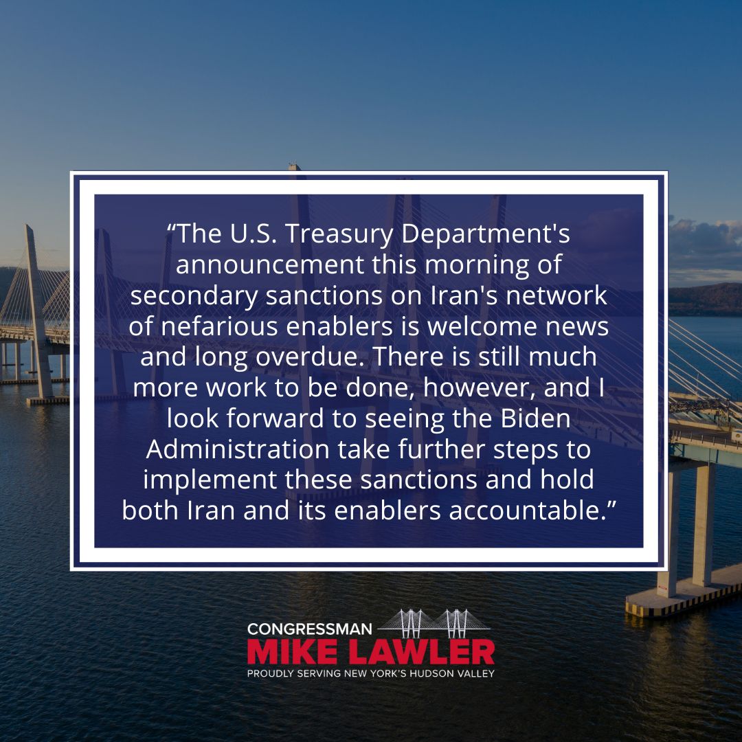 Representative Lawler Issues Statement on the U.S. Treasury's ...