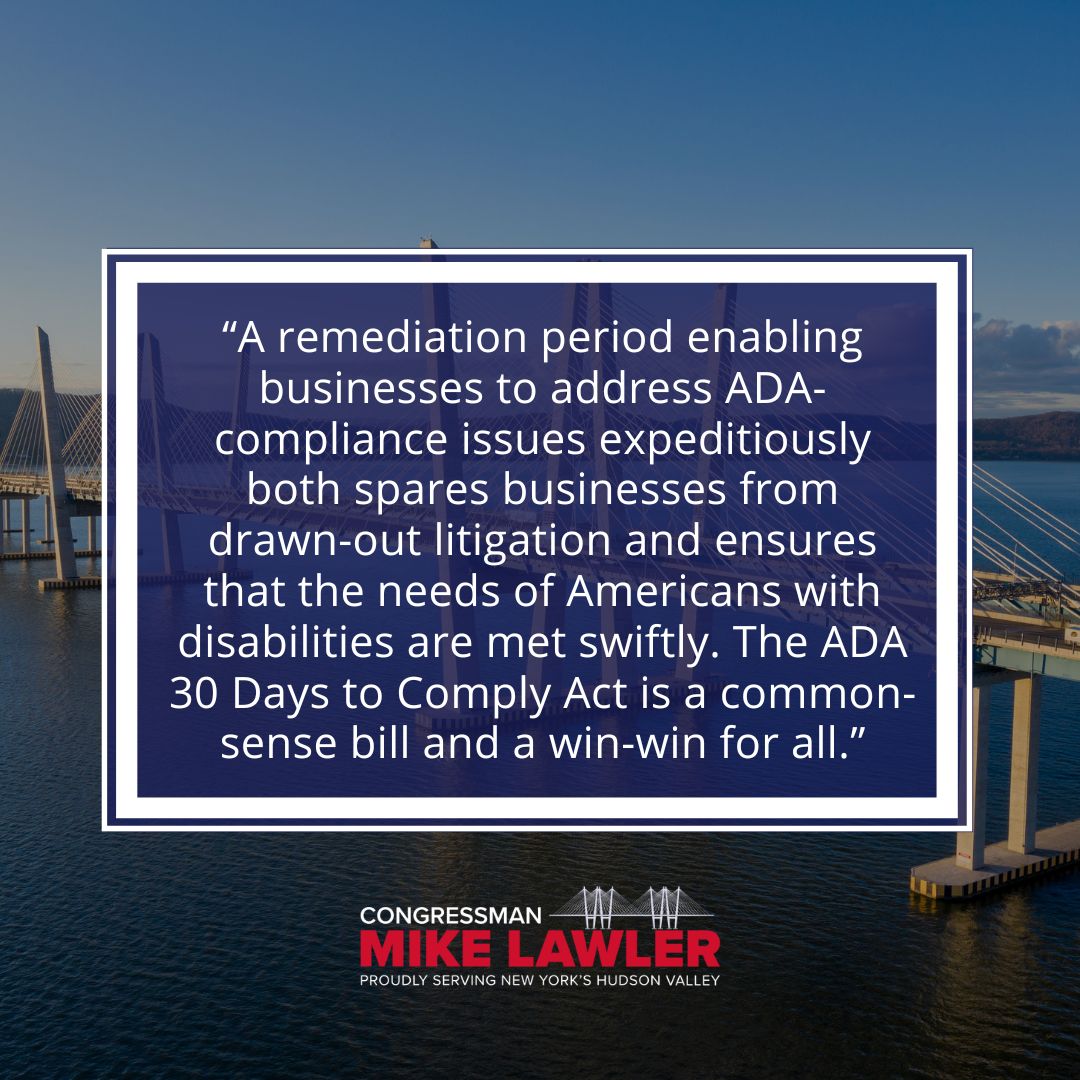 Representatives Lawler and Correa Introduce Bipartisan ADA 30 Days to ...