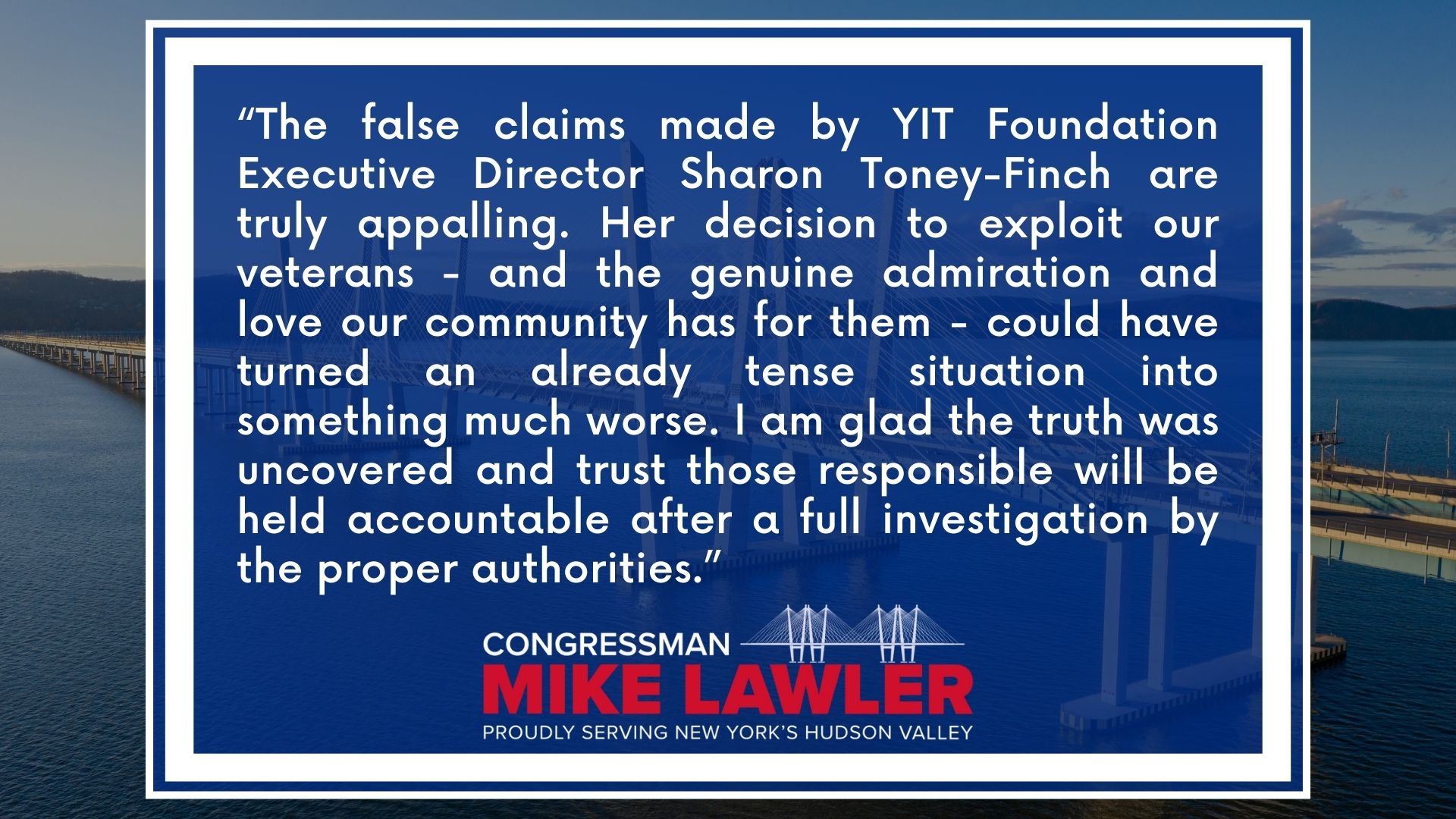 LAWLER: FALSE CLAIMS MADE BY YIT FOUNDATION ARE APPALLING | Congressman ...